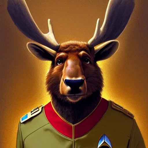 a portrait of a moose in a starfleet uniform star trek | Stable Diffusion