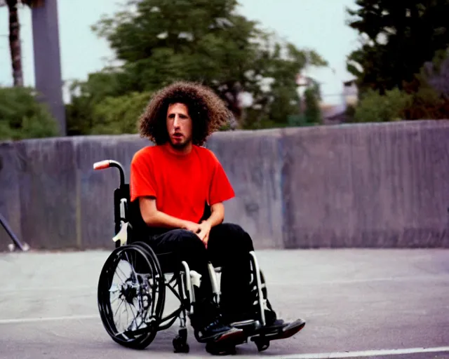 photo of zack de la rocha in a wheelchair, rage | Stable Diffusion ...