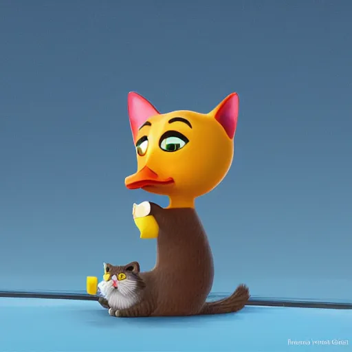 a cat riding a duck, Pixar, octane, digital art | Stable Diffusion ...