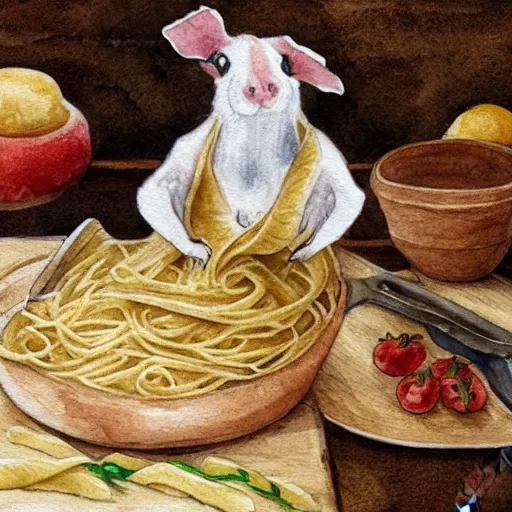a guinea pig making pasta in a cozy french kitchen, | Stable Diffusion ...