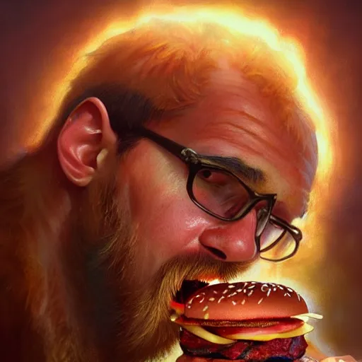 Lionel Messi eating a mammoth Wendy's baconator, | Stable Diffusion