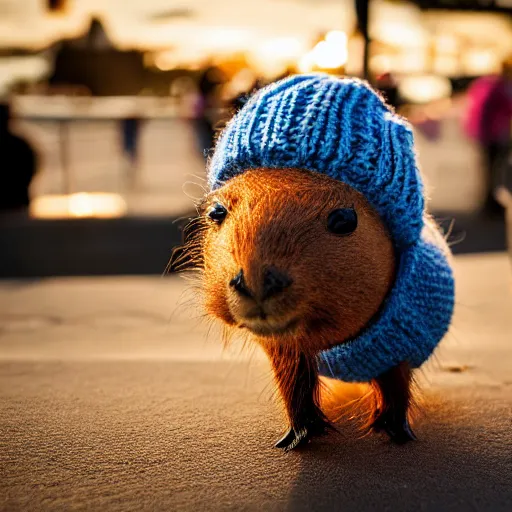 tiny capybara wearing a mafia outfit, on the sidewalk, | Stable ...