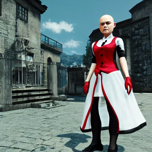agent 4 7 in a maid outfit in the game hitman 3 | Stable Diffusion ...