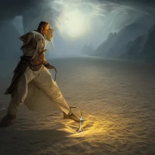 mage controling sand with his hands, intricate, | Stable Diffusion ...