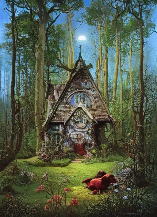 hyper realistic witch cottage rococo in the woods | Stable Diffusion ...