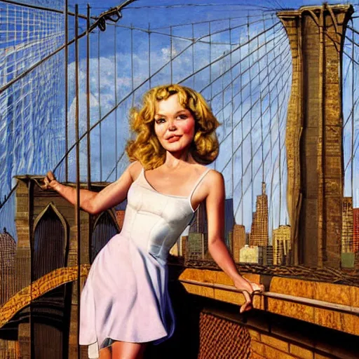 tuesday weld visits the brooklyn bridge by francine | Stable Diffusion ...