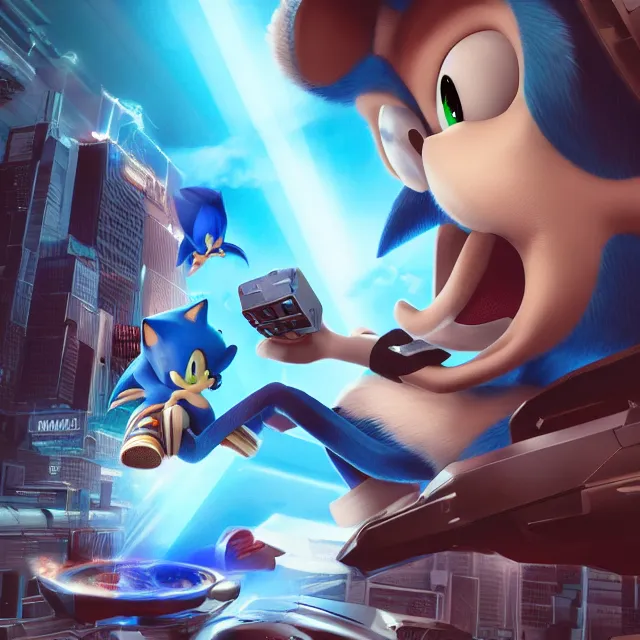 portrait of sonic the hegdehog playing videogames. | Stable Diffusion ...