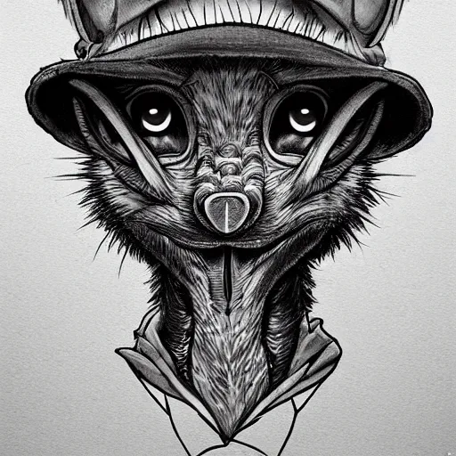 a dik dik monster with tattoos wearing a baseball hat, | Stable ...