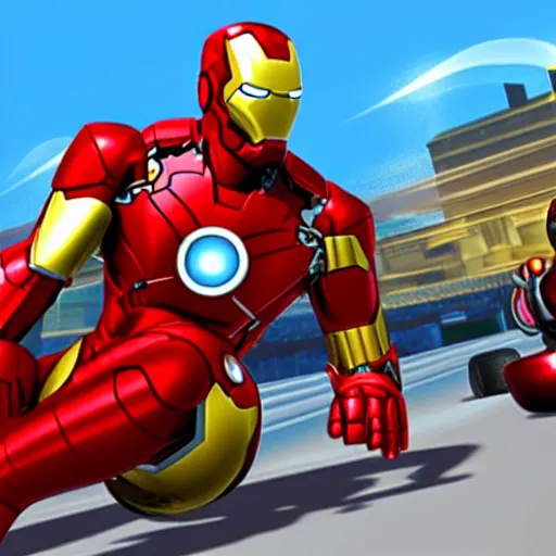 Iron-Man is a character in Mario Kart Tour, gameplay | Stable Diffusion ...