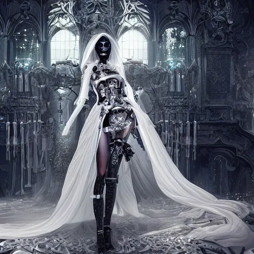 female gothic robots with transparent glass head with | Stable ...