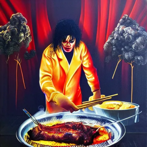 michael jackson cooking a bbq, abstract oil painting | Stable Diffusion ...