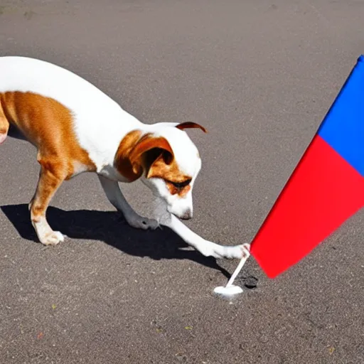 dog making poop on russian flag | Stable Diffusion | OpenArt