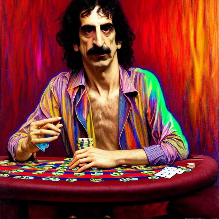 bright psychedelic portrait of frank zappa playing | Stable Diffusion ...