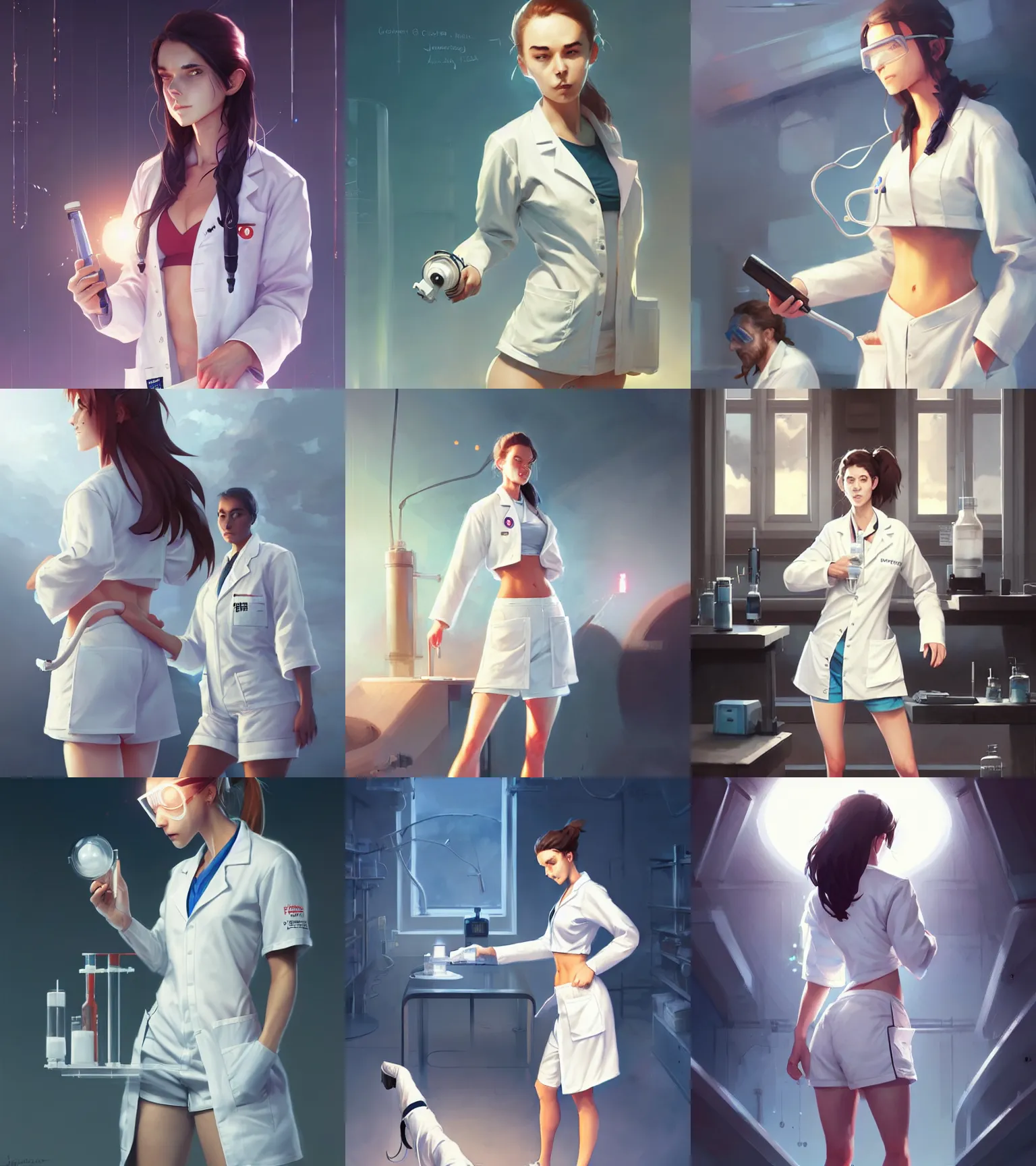 attractive scientist girl in the labcoat, by tsuaii | Stable Diffusion