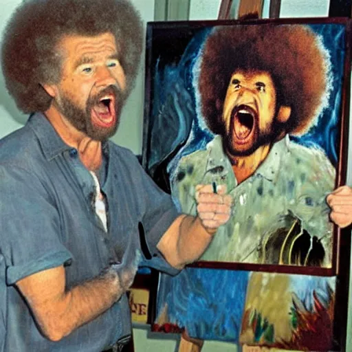 bob ross screaming at jackson pollock painting | Stable Diffusion | OpenArt