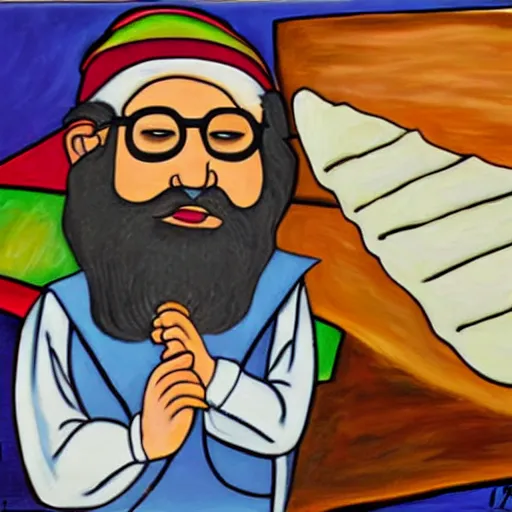 a funny looking rabbi with thick glasses holding and | Stable Diffusion ...