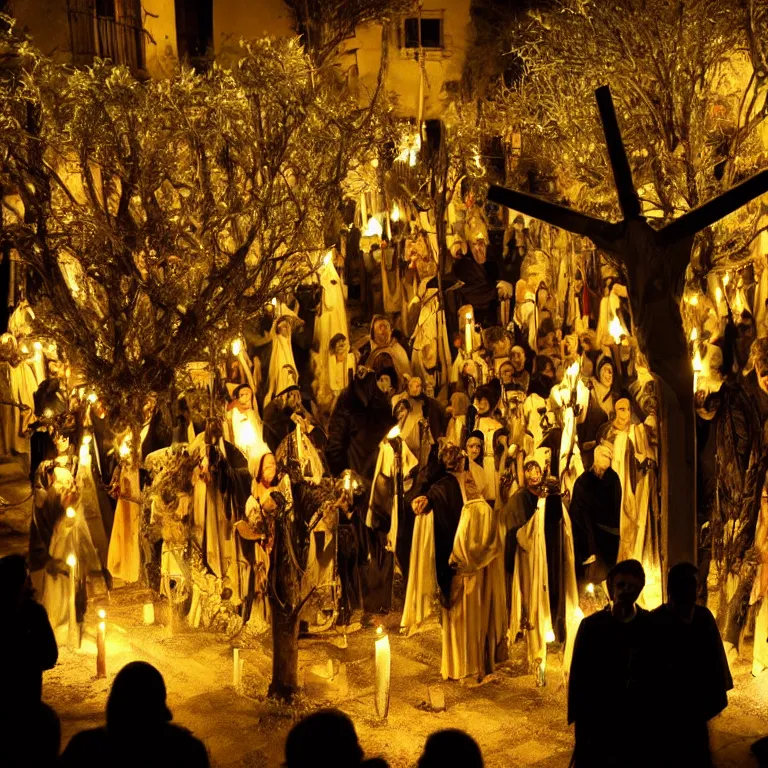 A Holy Week procession of souls in a Spanish village | Stable Diffusion | OpenArt