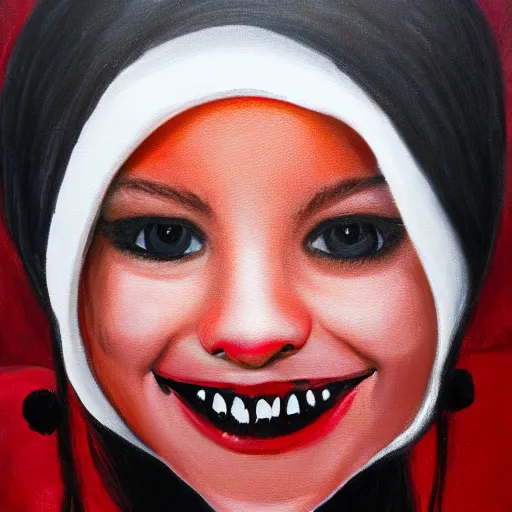 painting of a emo girl with a eerily large smile, | Stable Diffusion ...
