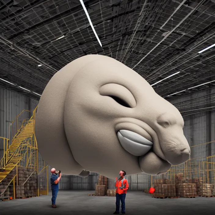 crew of workers building giant mouse head in | Stable Diffusion | OpenArt