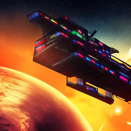 spaceship made of multicolored shipping containers, | Stable Diffusion