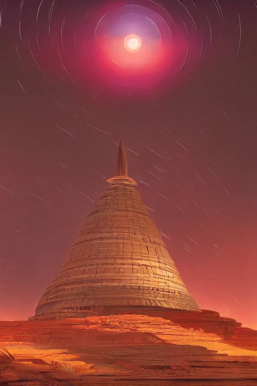 stupa in red canyon, star trails above, dramatic | Stable Diffusion ...