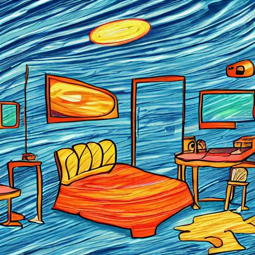 the immensity of the galaxy on the ceiling of a messy | Stable Diffusion