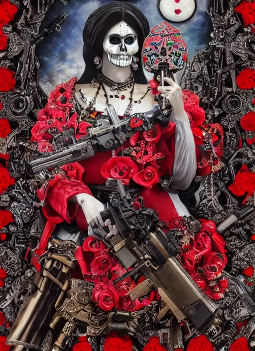 Mexican masterpiece of santa muerte with the book of | Stable Diffusion