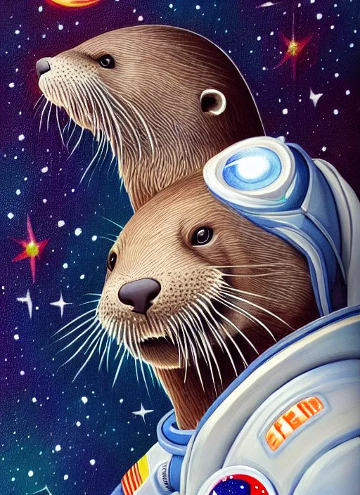 a beautiful portrait of a cute otter in a space suit, | Stable ...