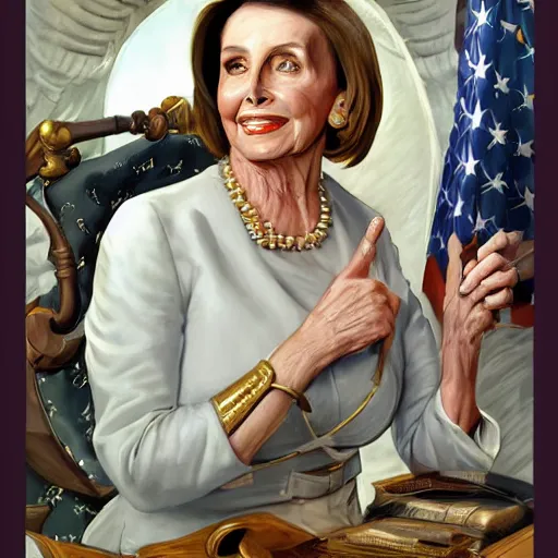 Nancy Pelosi Warret Buffett War Machine artstation, by | Stable Diffusion