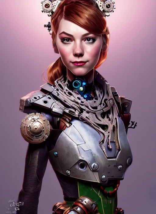 portrait of mileena, robot steampunk, floral! horizon | Stable ...
