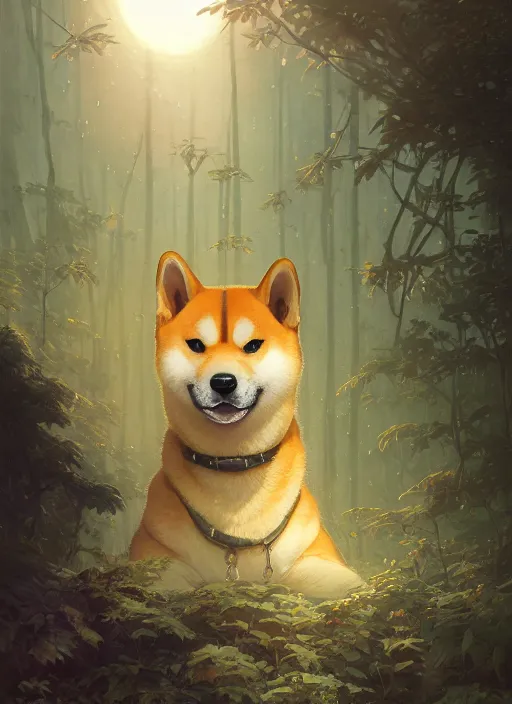 Highly detailed portrait of Shiba inu, Stephen Bliss, | Stable Diffusion