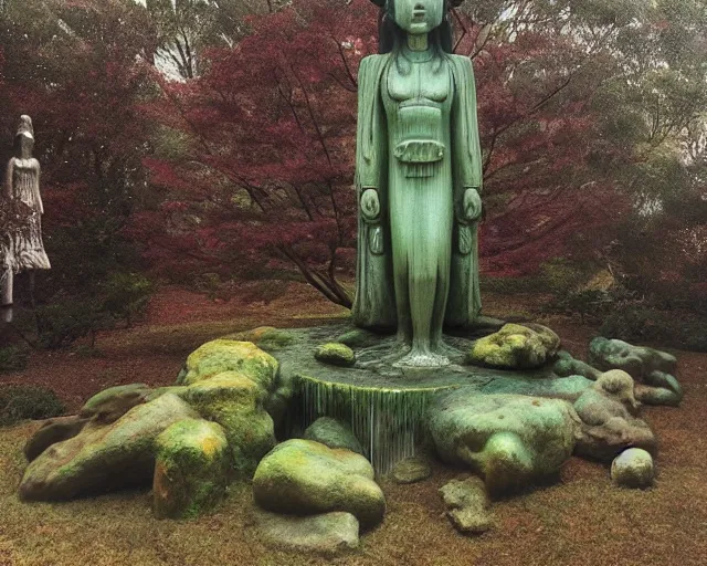strange weird pagan japanese garden with a gigantic | Stable Diffusion ...