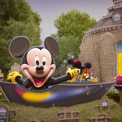 disney - themed - funeral - home, mickey - mouse - | Stable Diffusion