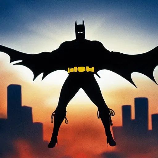 an film still of batman standing beyond sunset | Stable Diffusion | OpenArt