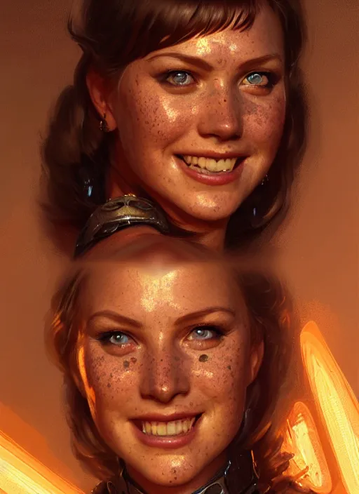 portrait of xena warrior princess, freckles, smiling | Stable Diffusion