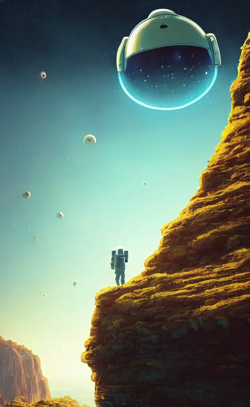 A astronaut sitting on the edge of a cliff and gazing | Stable ...