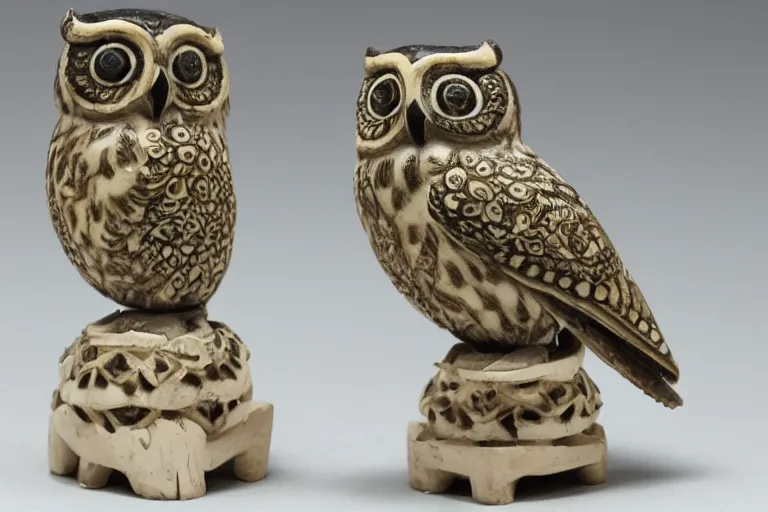 ornate small owl idol made of bone with intricate | Stable Diffusion ...