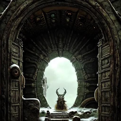 doorway to an ancient fallen god, lush tundra | Stable Diffusion | OpenArt