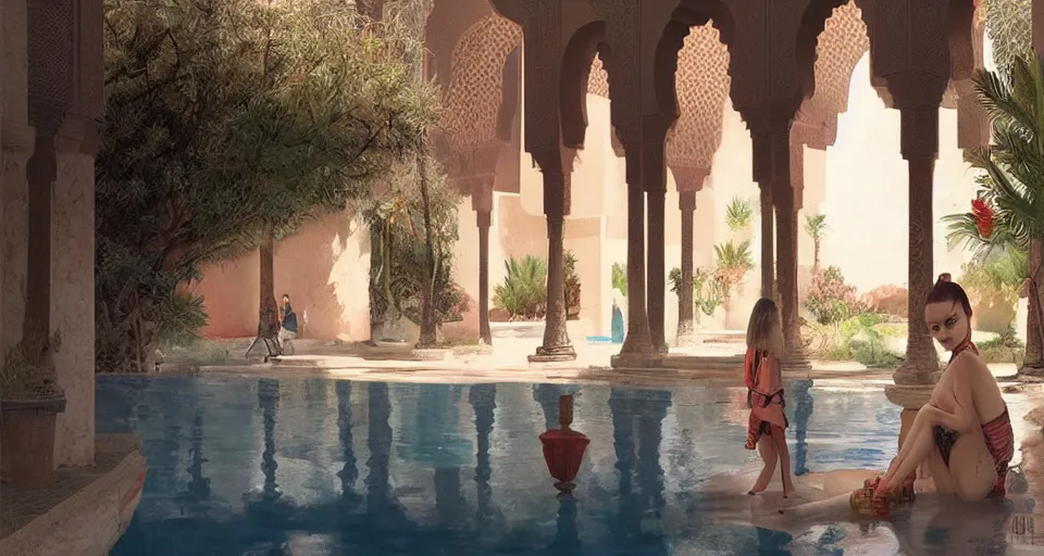 girl in marrakech Next to the pool,digital art,ultra | Stable Diffusion | OpenArt