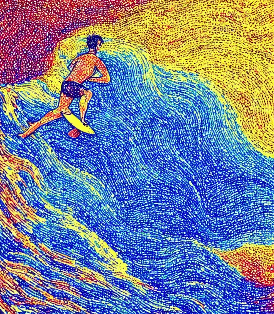a painting of a surfer surfing a wave, lineart, | Stable Diffusion ...