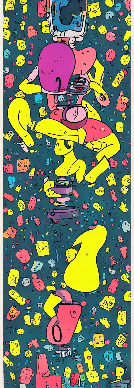 a CMYK print of a body controlled by a brain, sitting | Stable ...