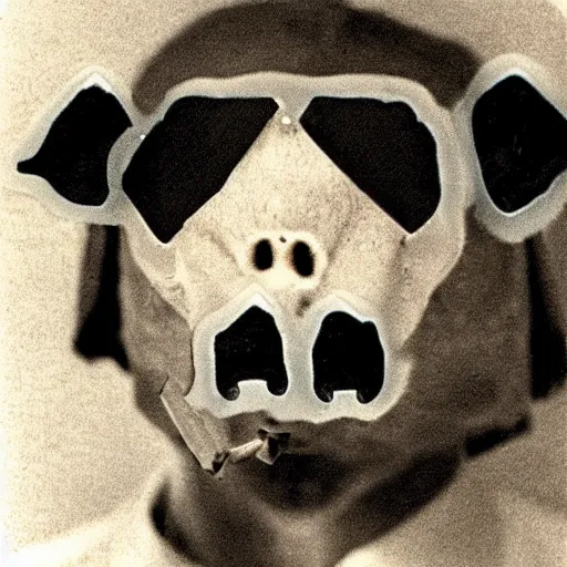 polaroid man with decapitated pig head fixed to his | Stable Diffusion ...