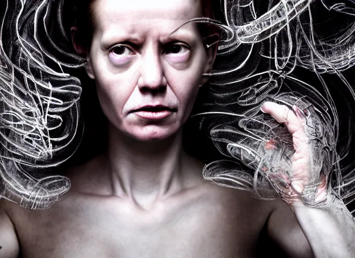 mid shot portrait of a woman stuck in never ending | Stable Diffusion ...