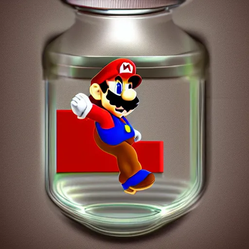 mario trapped in a pill bottle | Stable Diffusion | OpenArt