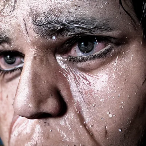 extreme closeup of sweaty person, wideangle | Stable Diffusion | OpenArt