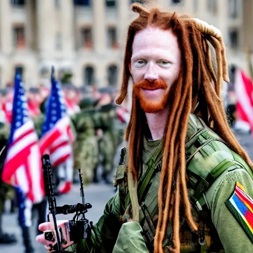 skinny redheaded soldier with long dreadlocks takes a | Stable ...