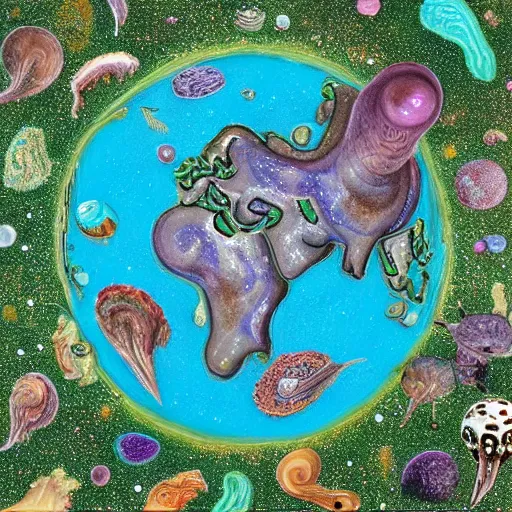 the planet earth covered in slugs, photorealistic | Stable Diffusion