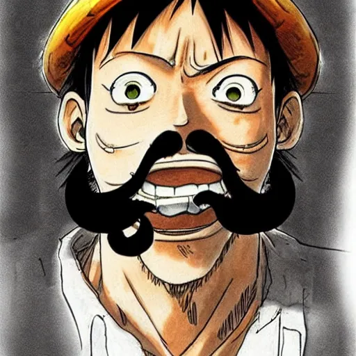 luffy with [ mustache ] by kim jung gi | Stable Diffusion | OpenArt