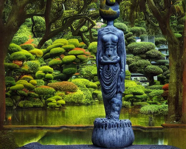 strange weird pagan japanese garden with a gigantic | Stable Diffusion ...