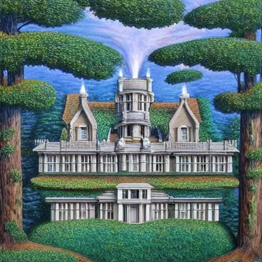 extremely detailed woodland mansion, by Rob Gonsalves | Stable ...